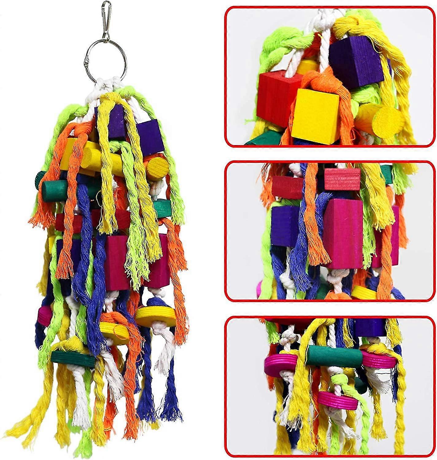 Large And Small Parrot Chewing Toys - Parrot Cage Bite Toys Wooden ...