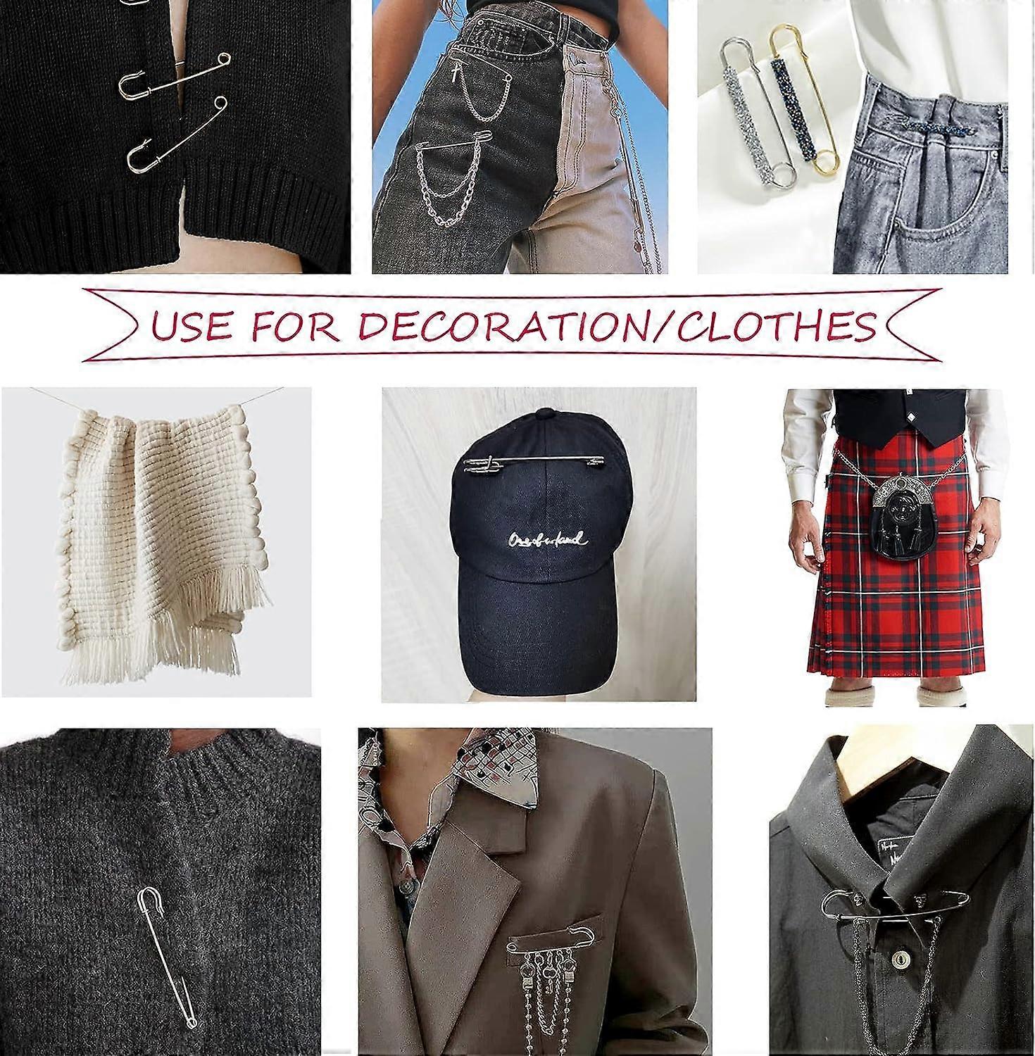 15 Pieces (Black) Safety Pins 10cm Large Safety Pin, Large Safety Pins ...