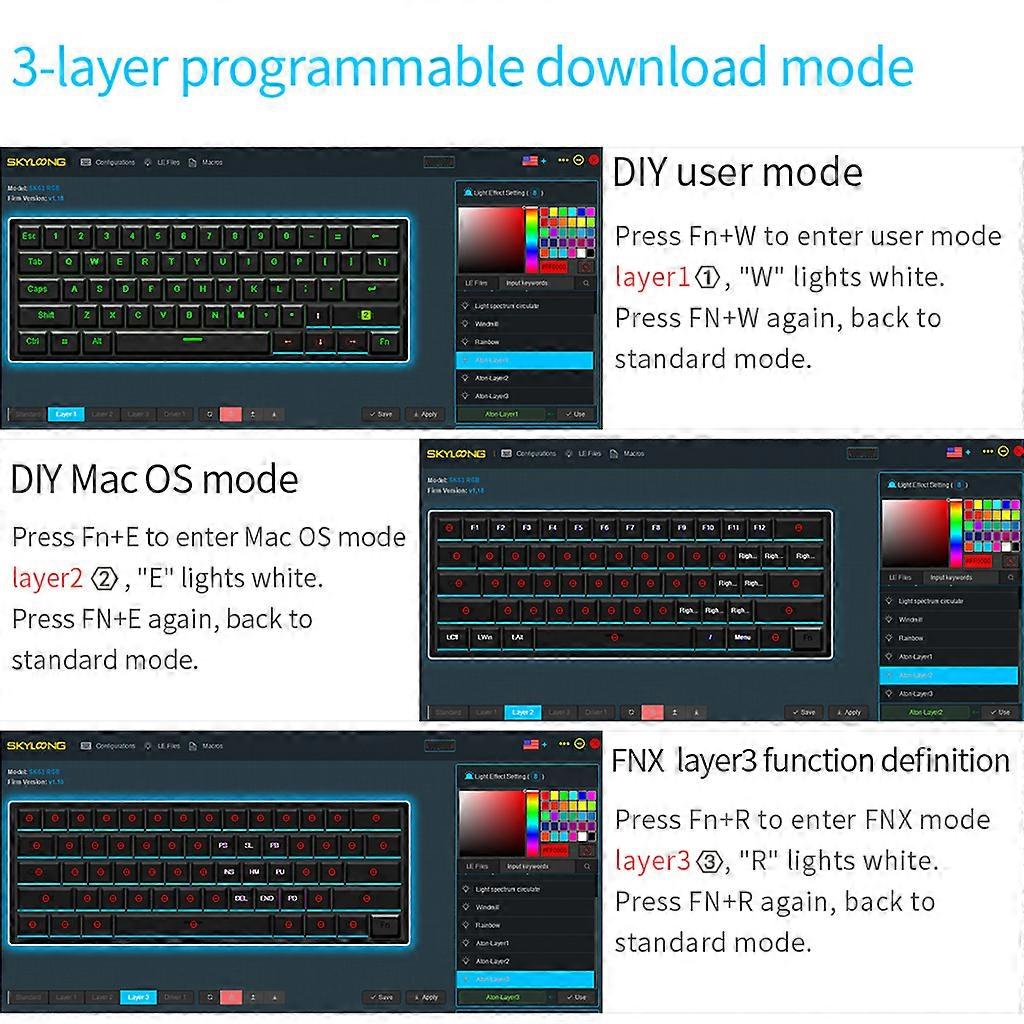 SK61 61 Key Custom RGB Optical Switch Mechanical Keyboard Hot Swapping ...