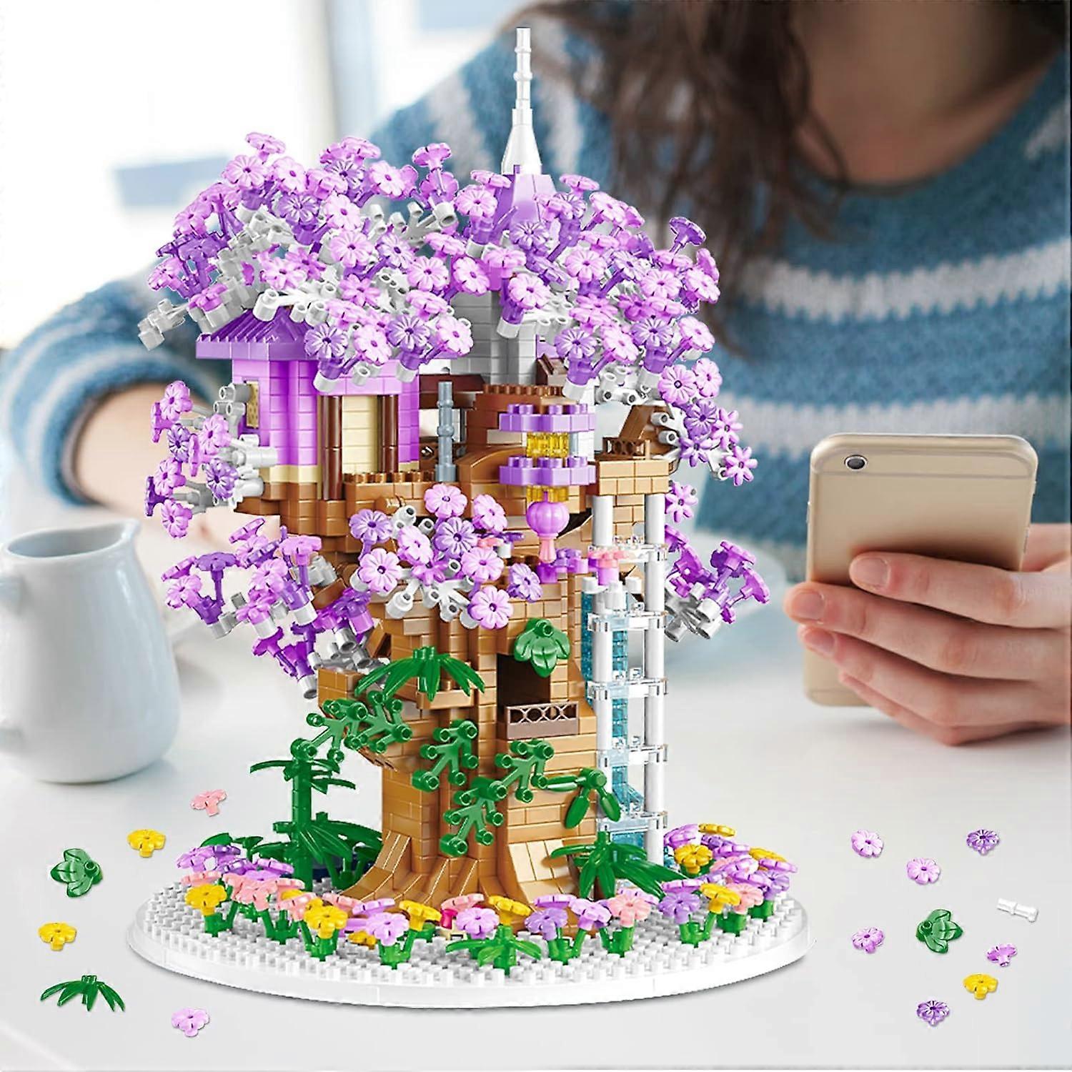 Cherry Blossom Tree House Building Kit with Light,Sakura Tree House ...