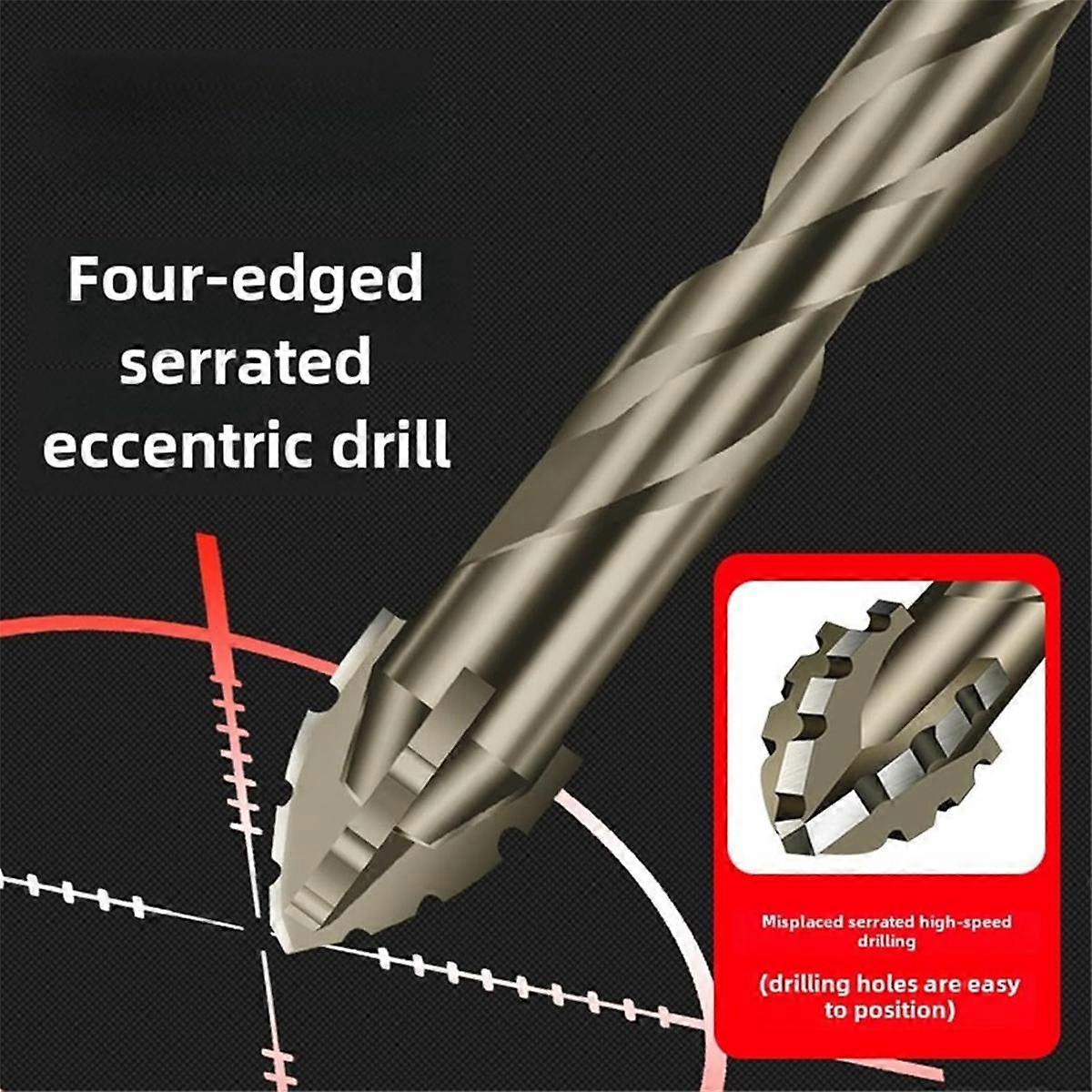 Four-Flute Sawtooth Eccentric Drill Bit, Multifunction Drill Bit Set ...