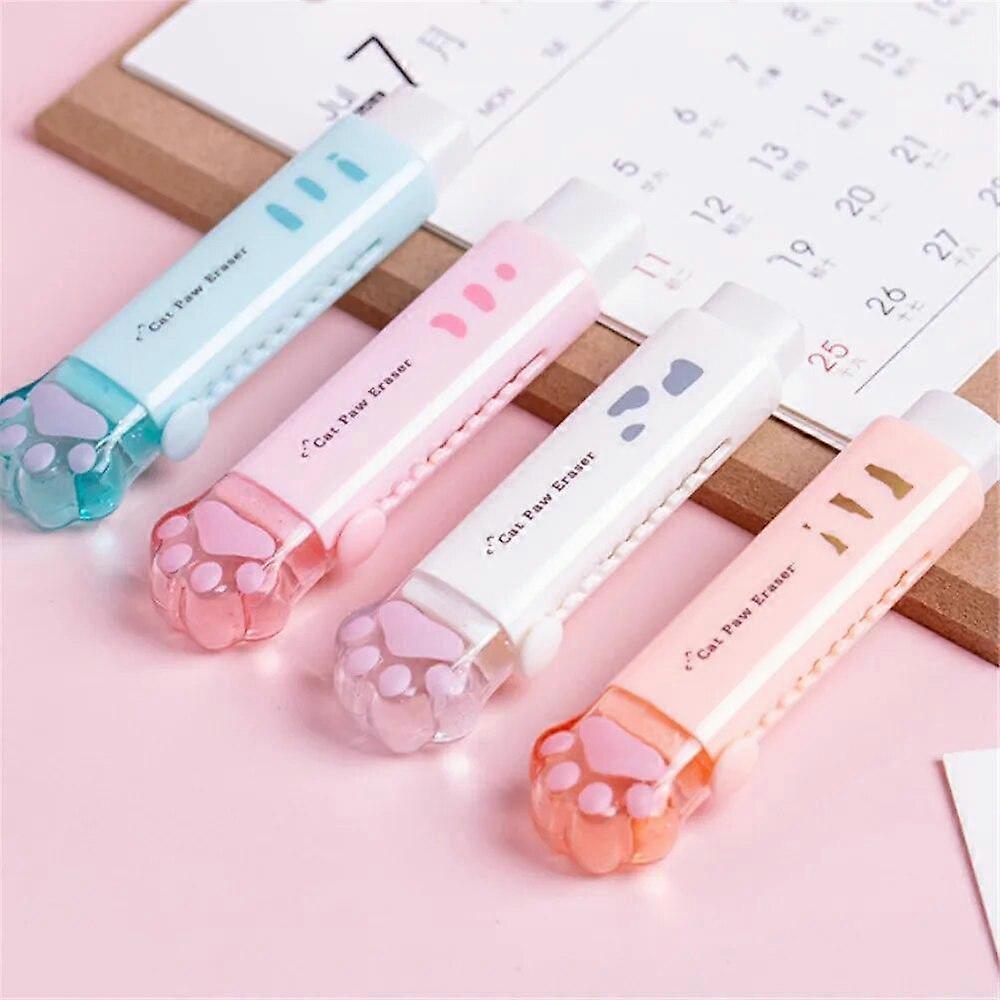 Cute Cat Paw Erasers Kawaii Retractable Push Pull Rubber Erasers Wipe ...