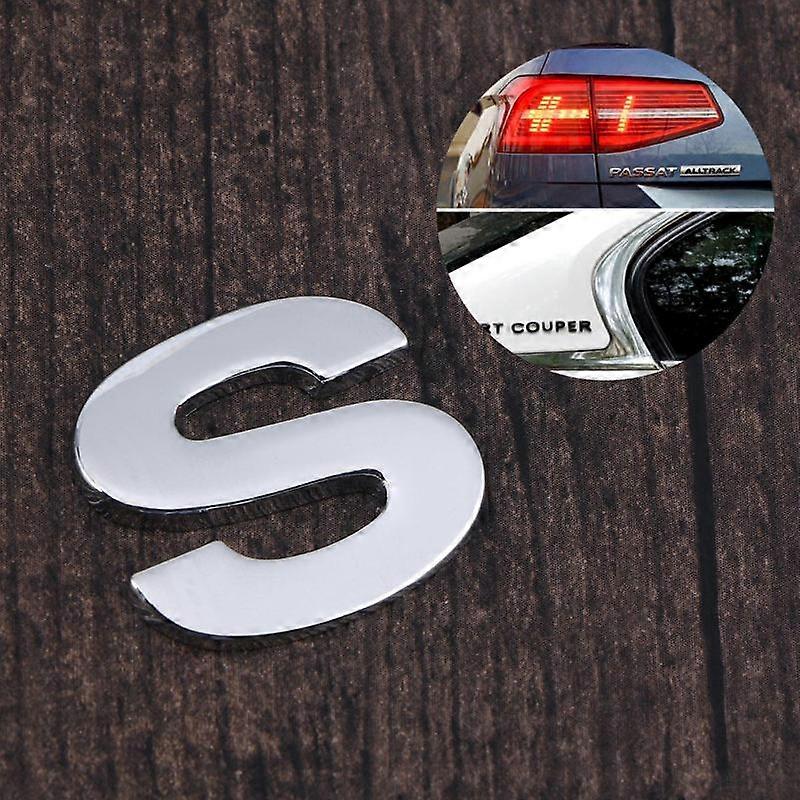 3D Metal Alphabet Silver Badge Chrome Silver Letters Numbers Logo Car ...