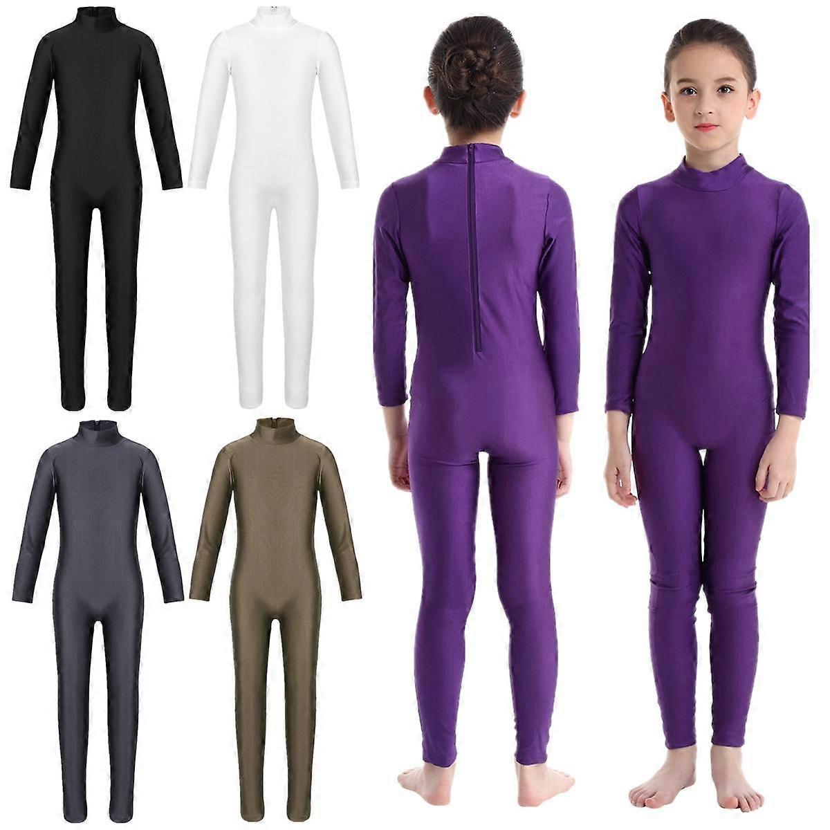 Children's Girls Long Sleeve Dance Gymnastic Leotard Unitard Full ...