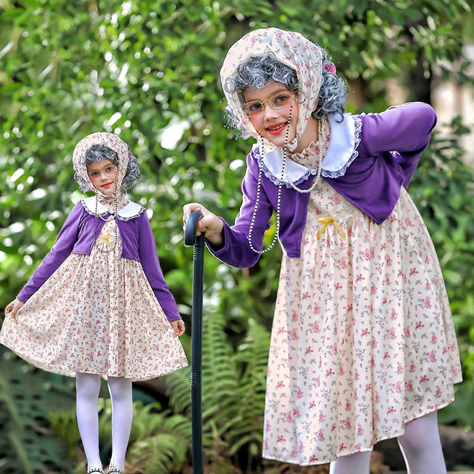 11pcs Kids Old Lady Costume Set 100th Day of School Costume for ...