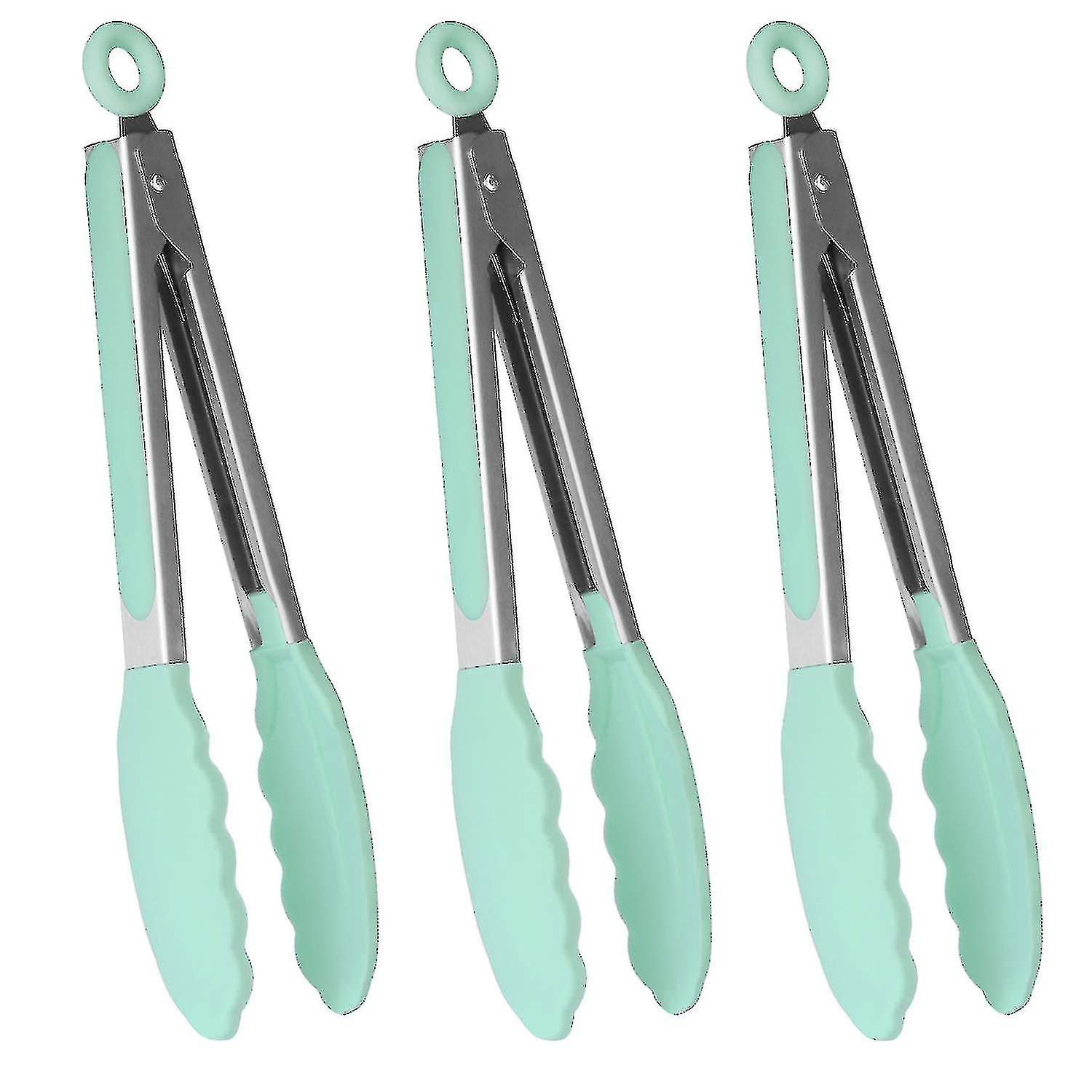 9" Kitchen Premium Silicone Tongs With Non-slip & Easy Grip Stainless ...