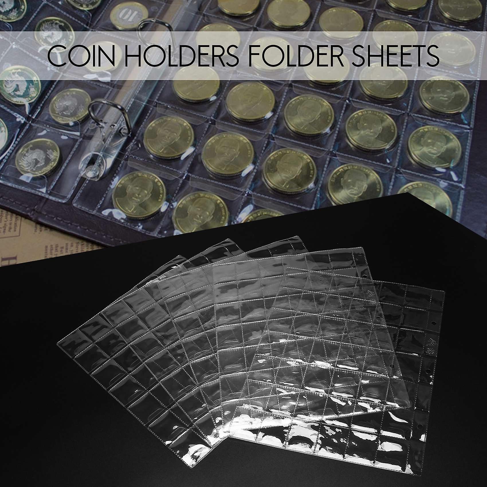 10 PCS 42 Pockets Clear Coin Holders Folder Sheets Storage Collection ...