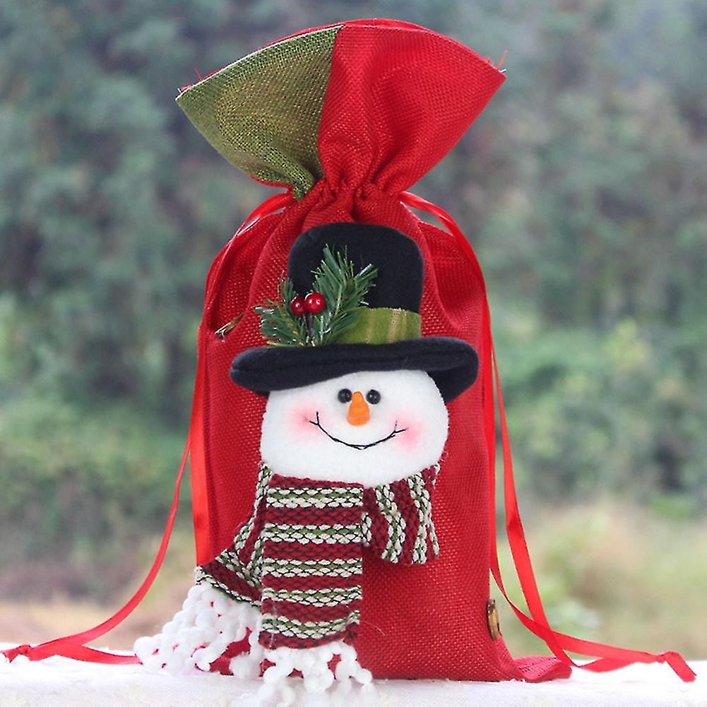 Portable Drawstring Christmas Linen Gift Apple Candy Bag Pouch Xmas ...