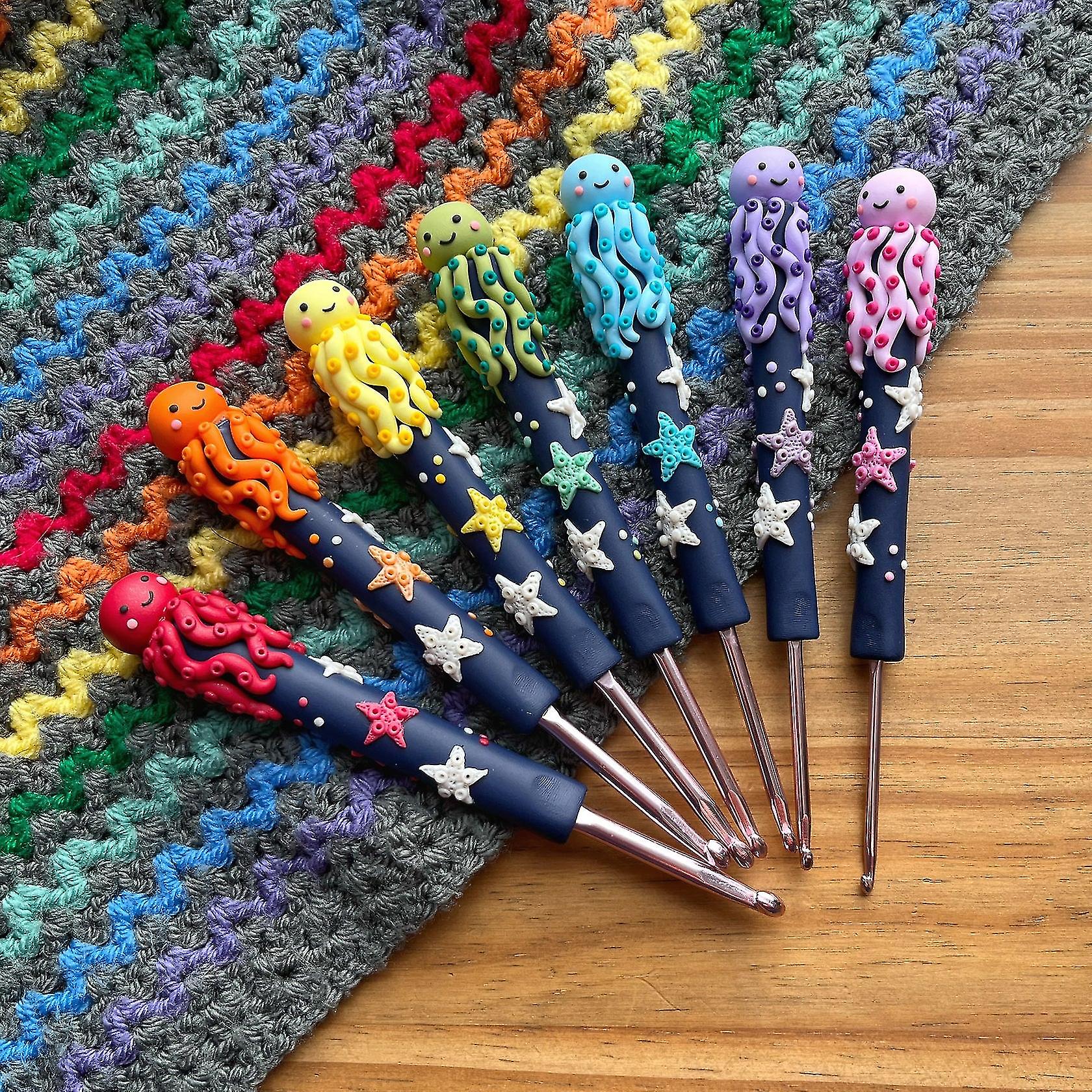 Rainbow Octopus Crochet Hook, Rainbow Yarn Ball Crochet Hook, Rainbow ...