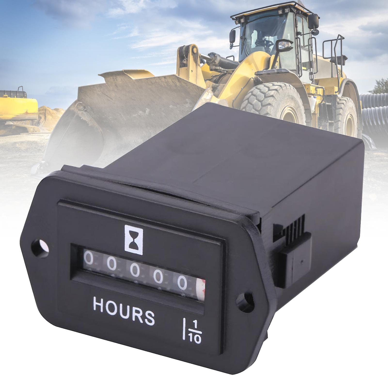 Mechanical Hour Meter Fully Sealed Rectangle DC 12V-36V High Accuracy Time Counter for ...