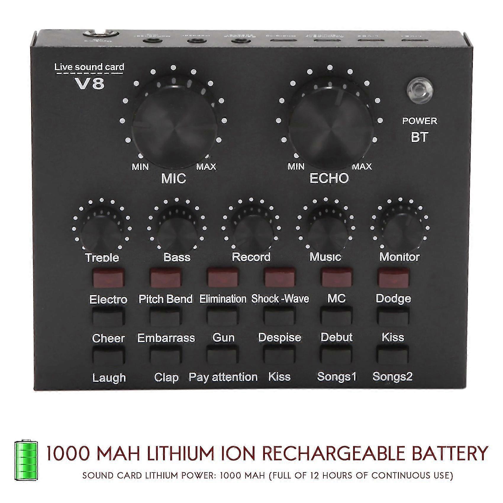 V8 Sound Card Audio Set Interface External Usb Live Microphone Sound ...