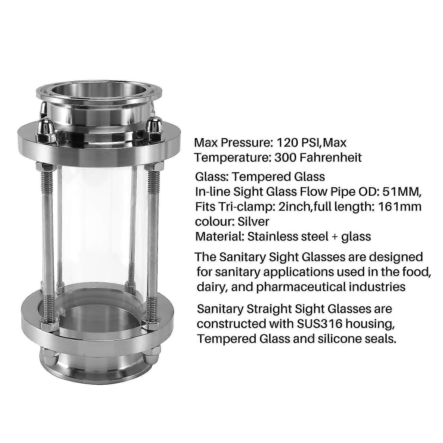In-Line Sight Glass with Clamp End,Flow Sanitary Straight Sight Glass ...