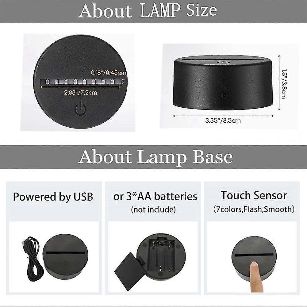 10 Pcs 7 Colors Touch Lamp Base 3d Night Led Light Lamp Base Led Lamp ...