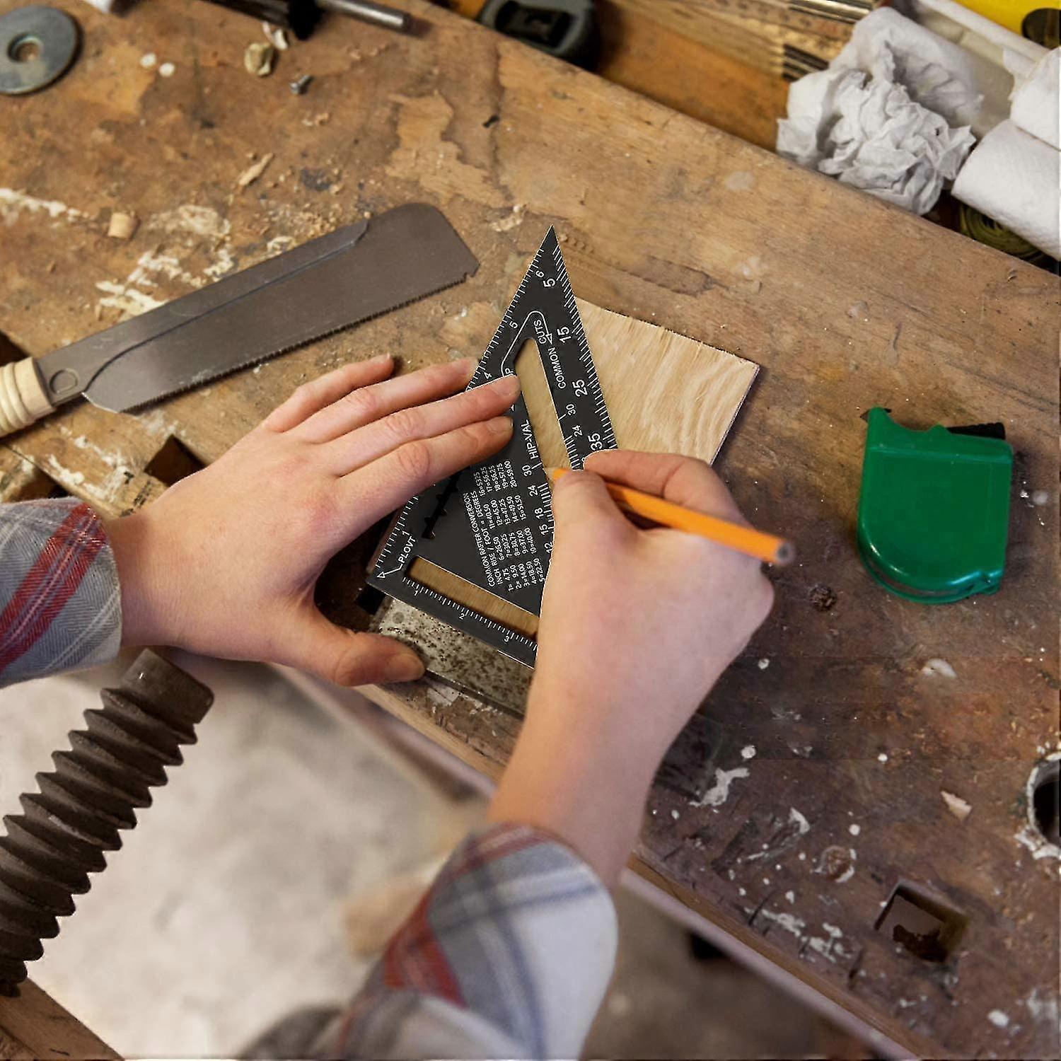 Professional Imperial Triangle Square Carpentry Angle Ruler Protractor ...