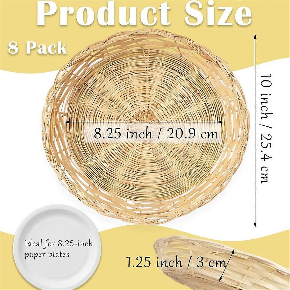 8 Pack Bamboo Paper Plate Holders, 10 Inches Reusable for Dinner Plates ...
