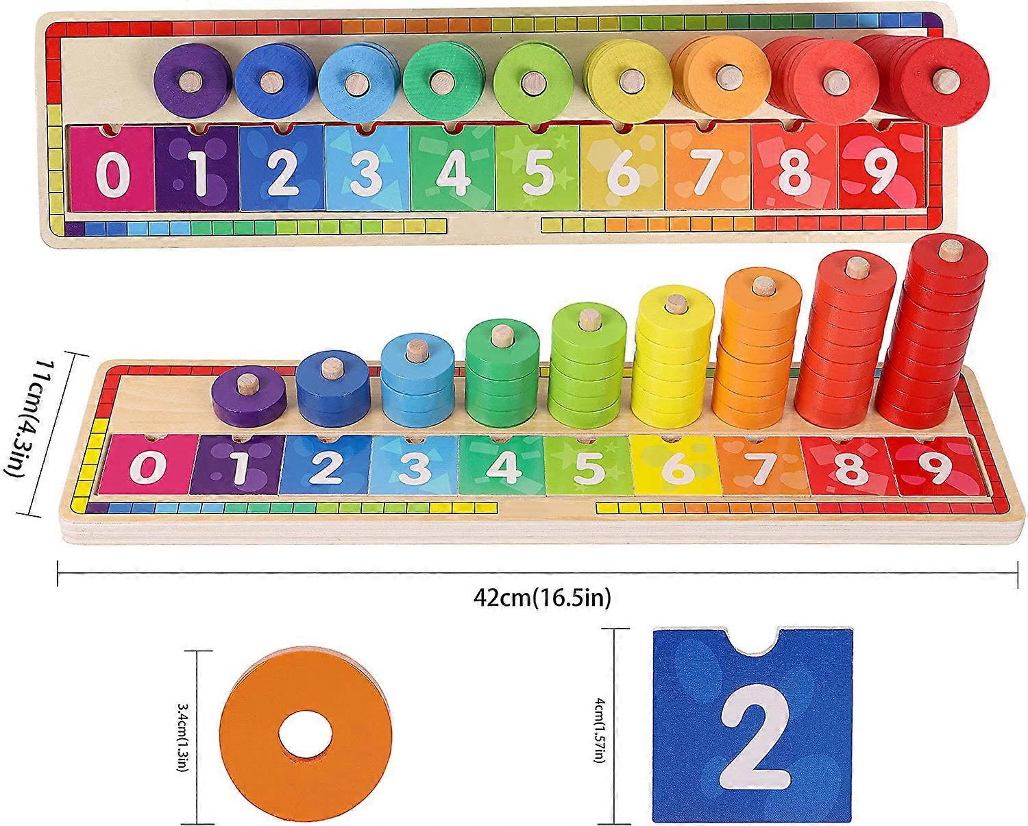 45-Piece Wooden Sorting Counting Toy for 3-Year-Old Kids - Develops ...