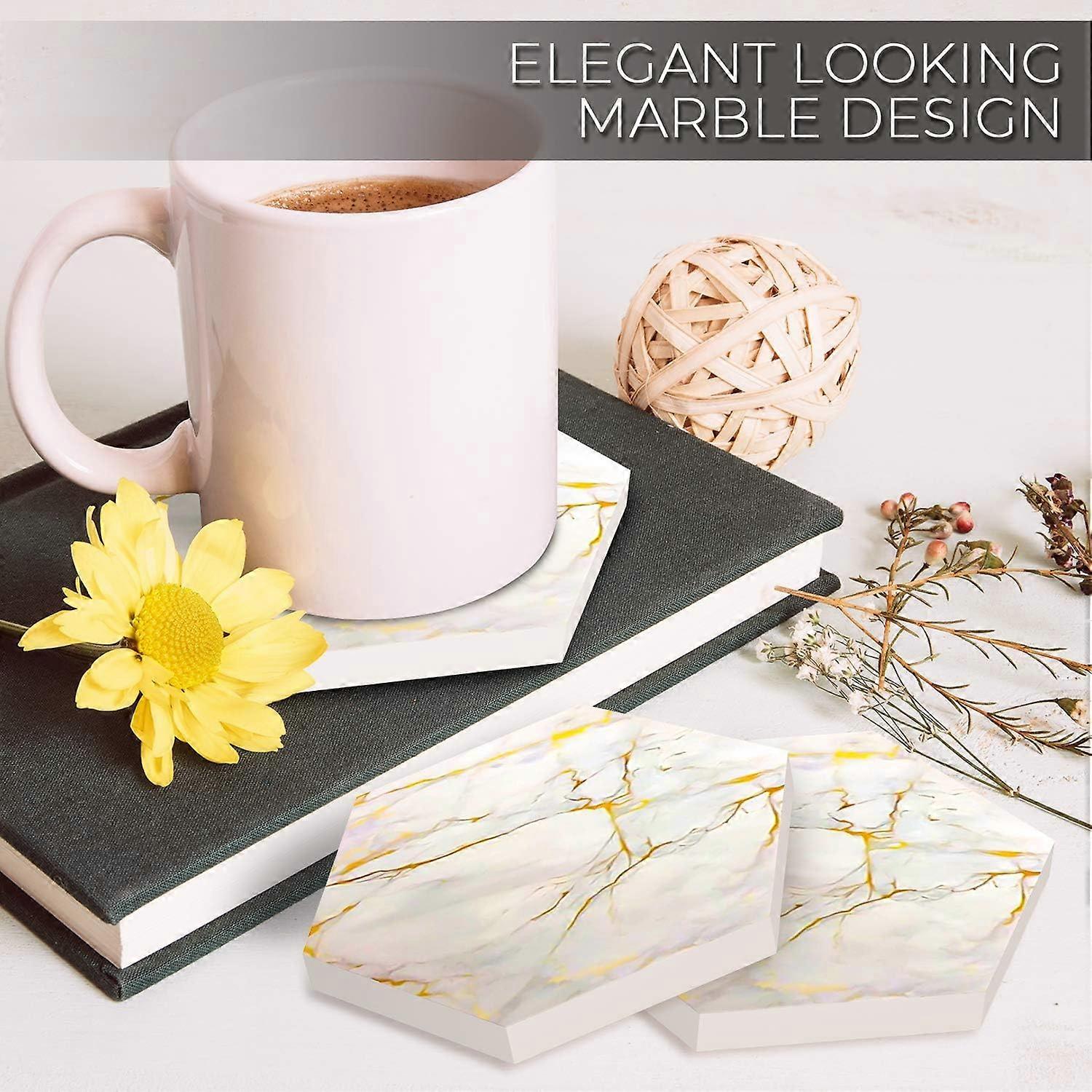 8 marble - design absorbent coasters with holder, super - absorbent for ...