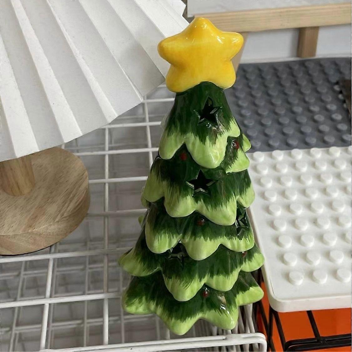 Creative Christmas Tree Night Light Ceramic Star Lamp Bedroom Desktop Decor | Fruugo UK