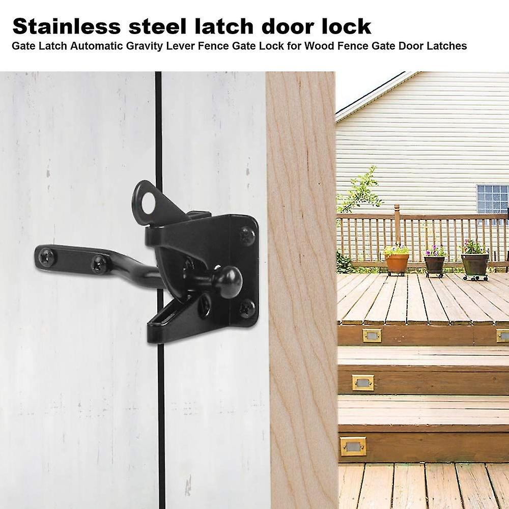 2pcs Self Locking Gate Latch Automatic Gravity Lever Fence Gate Lock ...