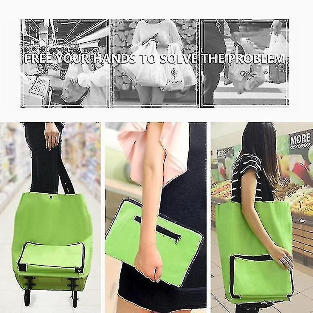 2 In 1 Foldable Shopping Cart Collapsible Two-stage Zipper Folding ...