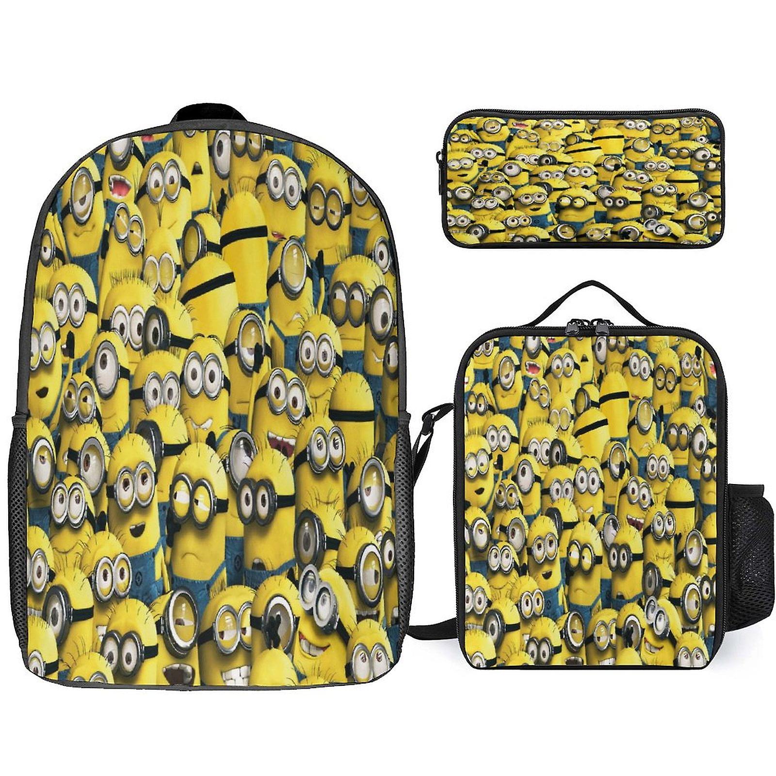 Minions Backpack Set Cartoon Backpacks with Pencil Case & Lunch Bag ...