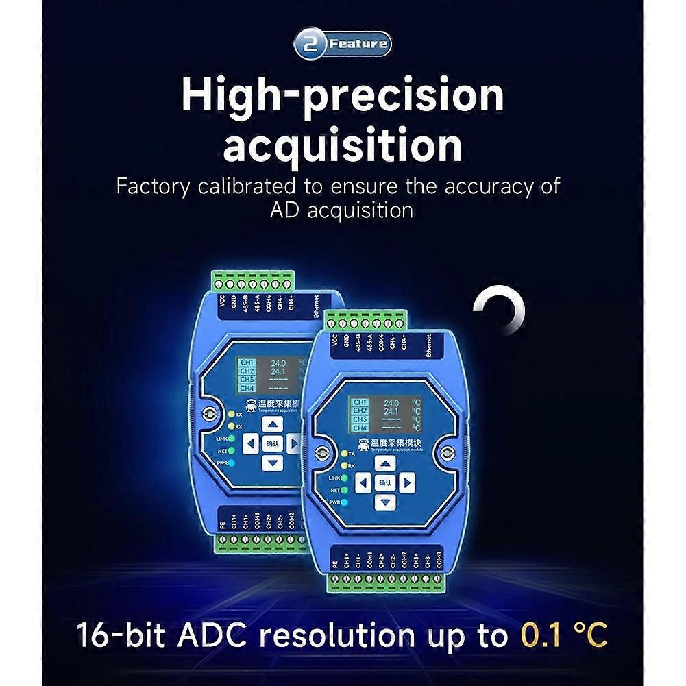 Temperature Acquisition Module 4 Way PT100 RTD Modbus RS485 Ethernet ...