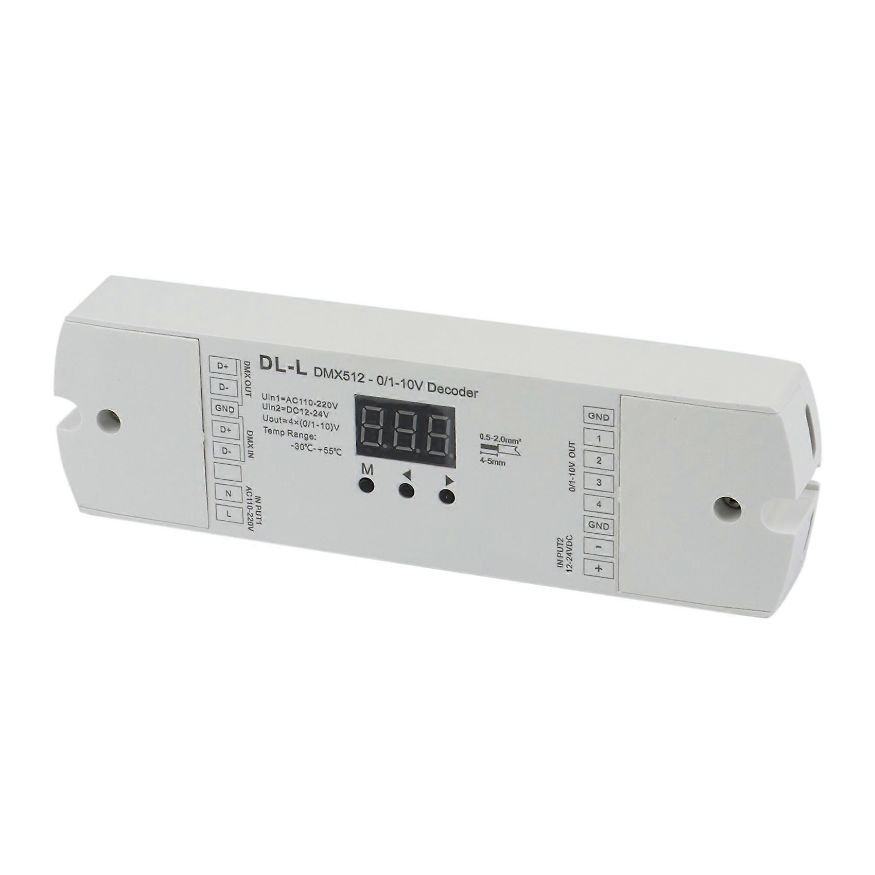 4 Channel DMX512 to 1-10V / 0-10V Converter, DC 12V-24V Input, 4CH DMX ...