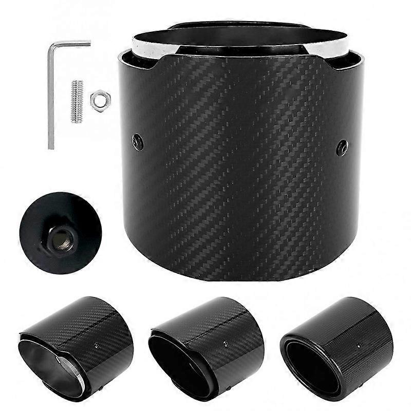 Car Carbon Fibre Exhaust System Muffler Pipe Tip Curl Black Stainless ...