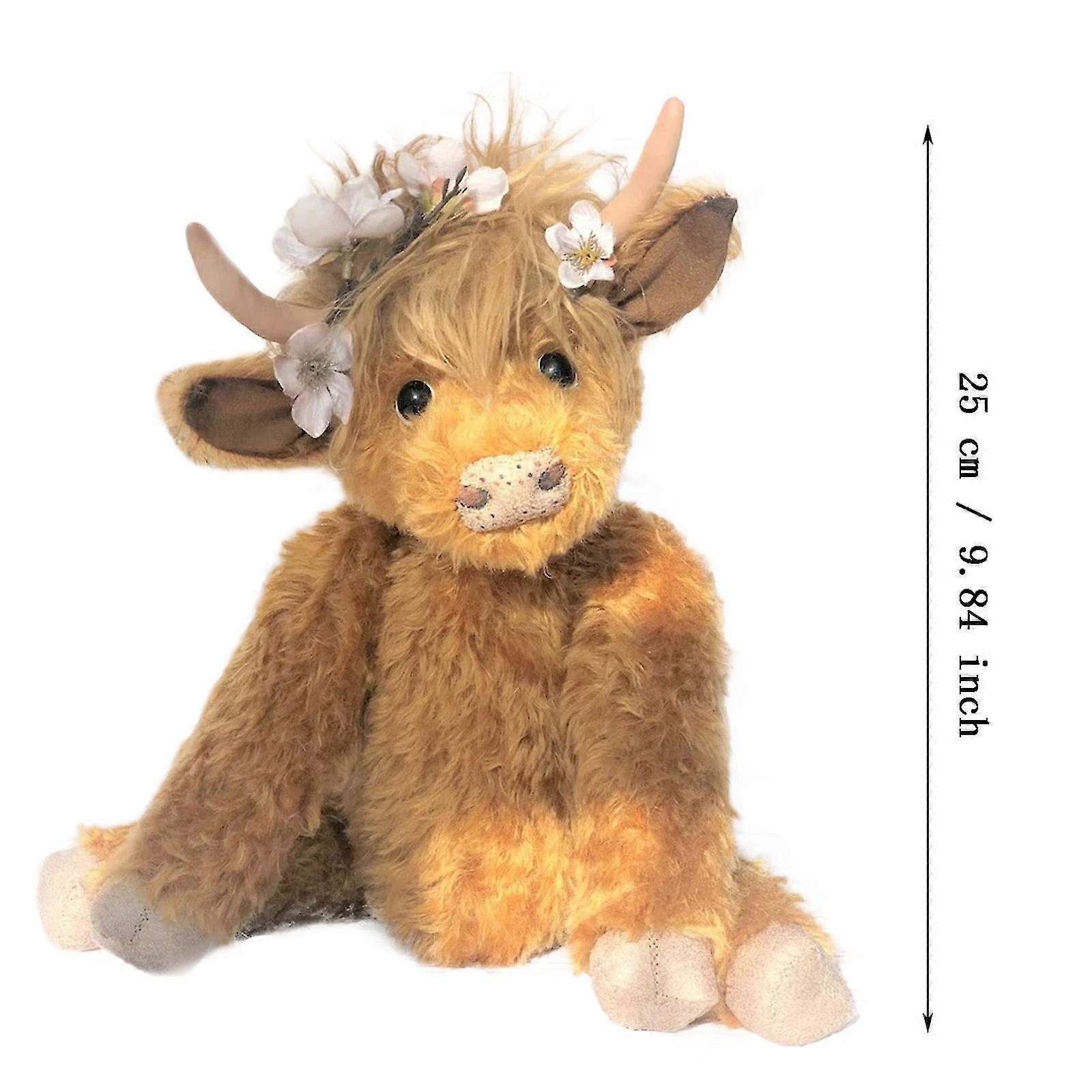 Highland Cow Plush, Realistic Cow Stuffed Animals Soft Farm Plushie ...