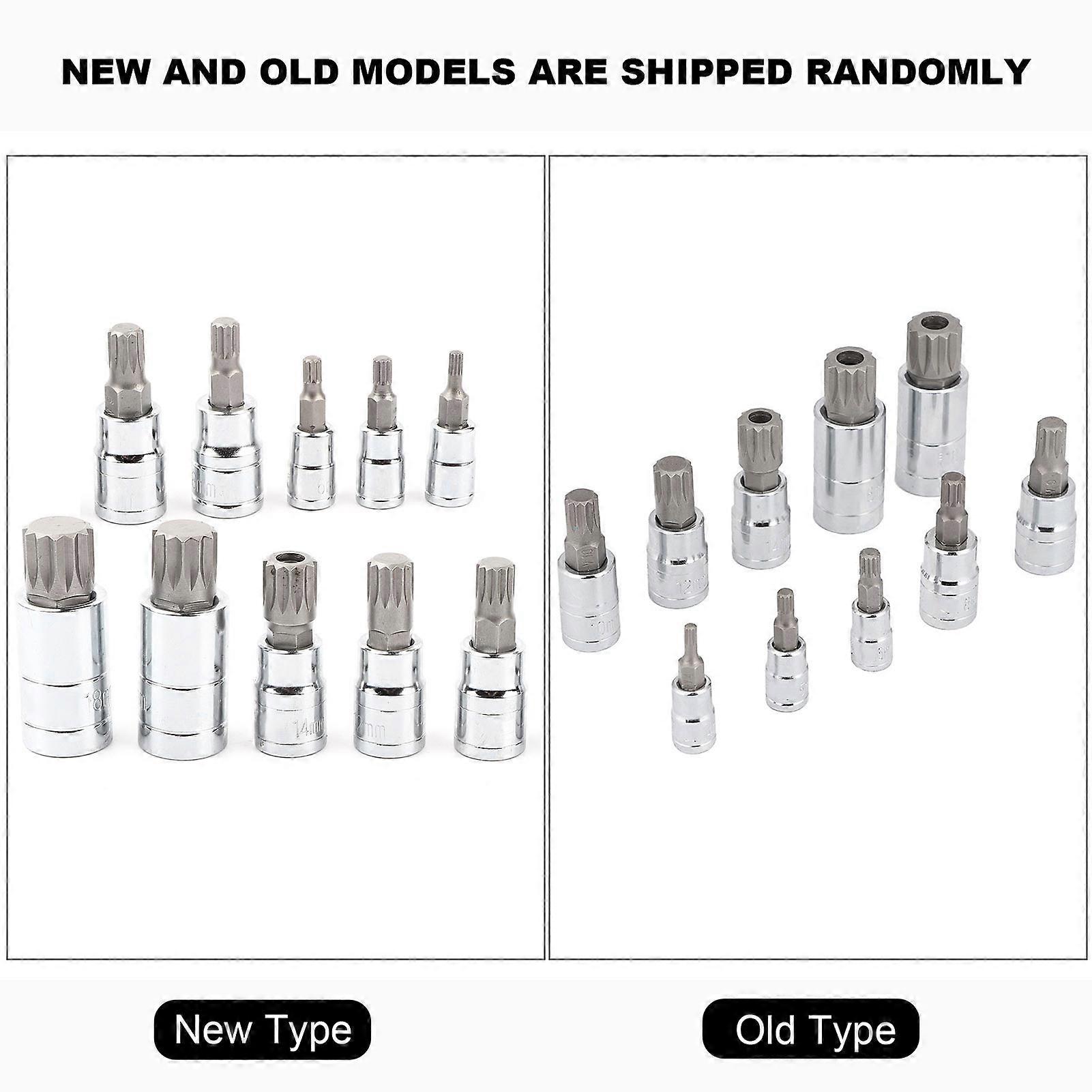 10Pcs 12 Point Triple Square Splined Bit Socket Set M4-M18 1/4" 3/8" 1/ ...