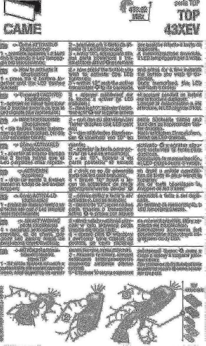 CAME TOP432NA 2 Pack 433.92 MHz Handheld Remote Control Compatible ...