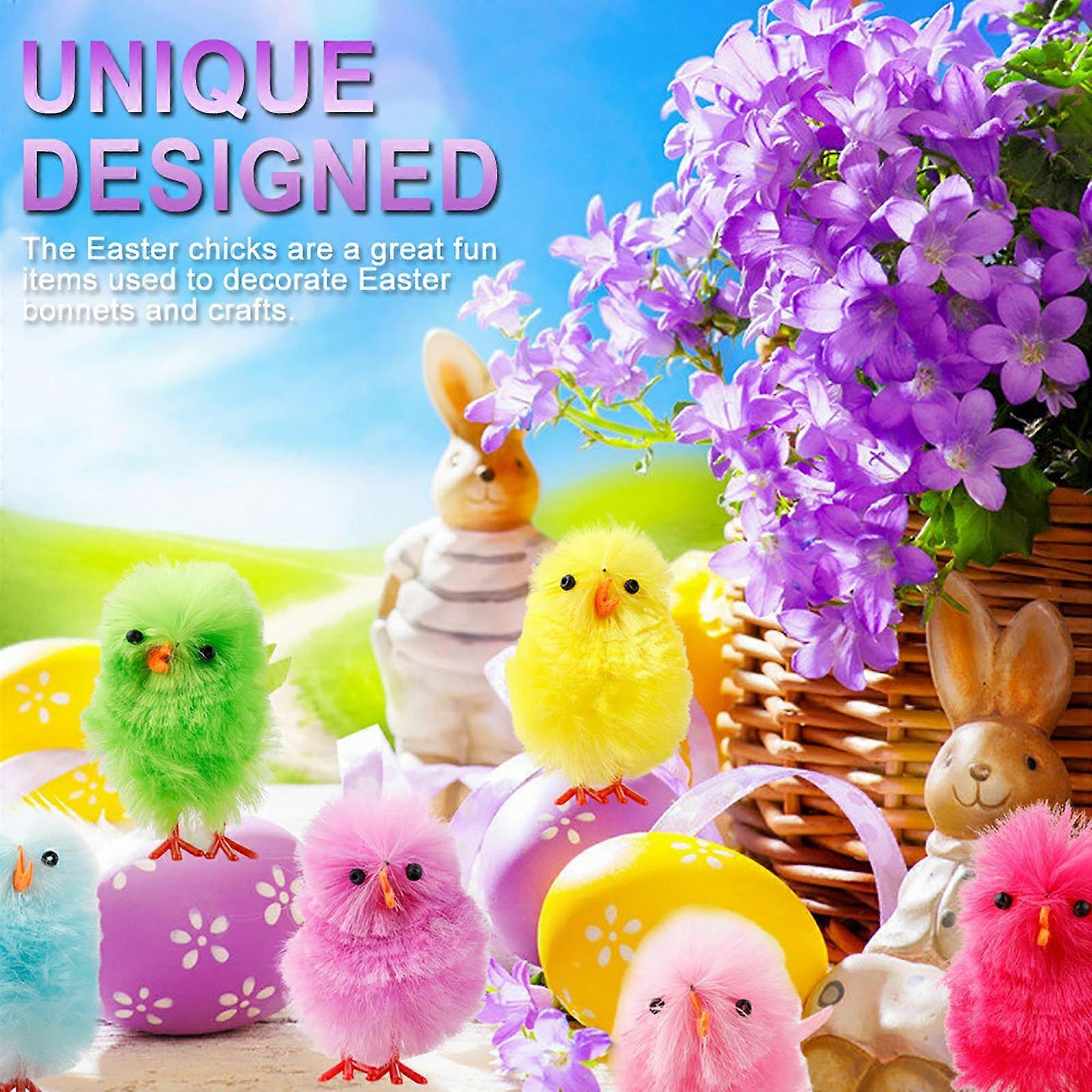 Mini Easter Chicks, 36-Piece Colorful Easter Chenille Chicks Set, Realistic Entertainment ...
