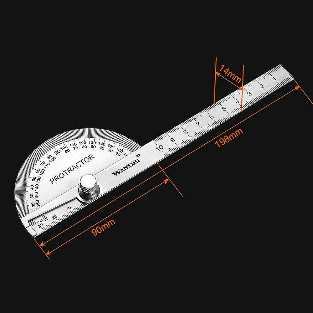 180 Degree Adjustable Protractor Stainless Steel Angle Gauge Round Head ...