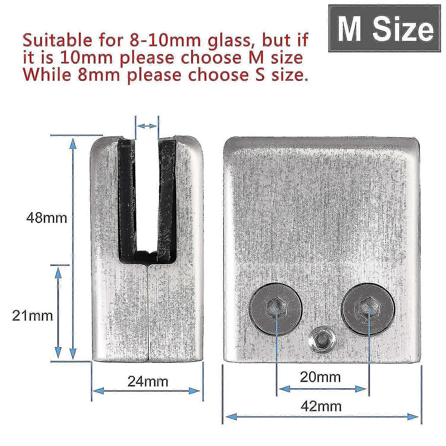 Glass Clamp, 8 Pack Stainless Steel Square Clamp 8-10mm Glass Clip ...
