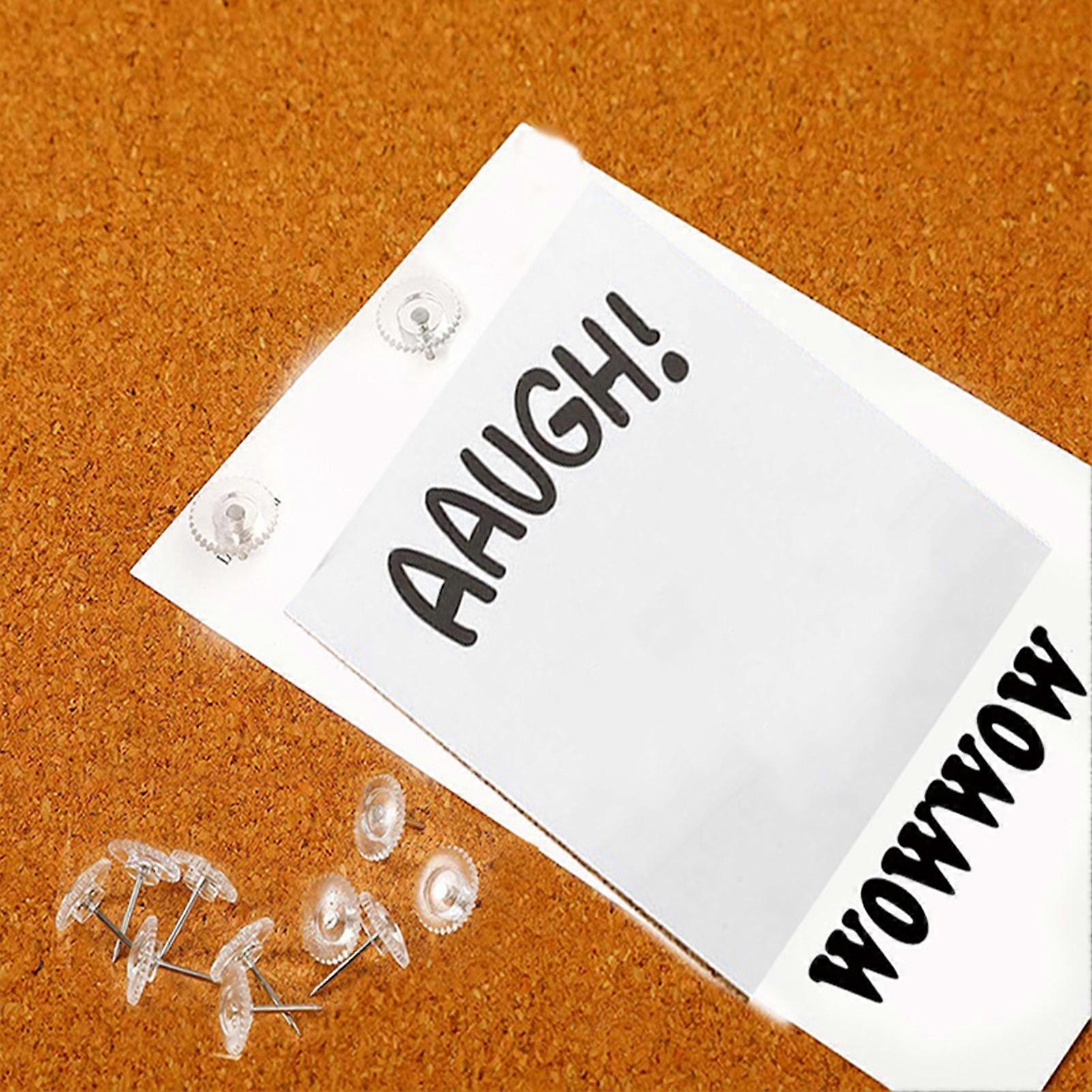 100Pcs Clear Push Pins Transparent Plastic Head Thumb Tacks School ...