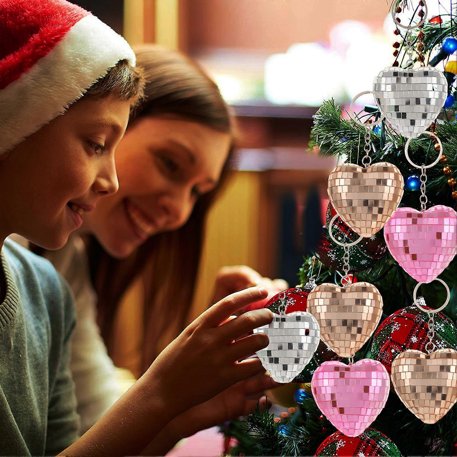 Disco Ball Keychain Heart Shape Mirror Ball Keychain Hanging Pendant ...