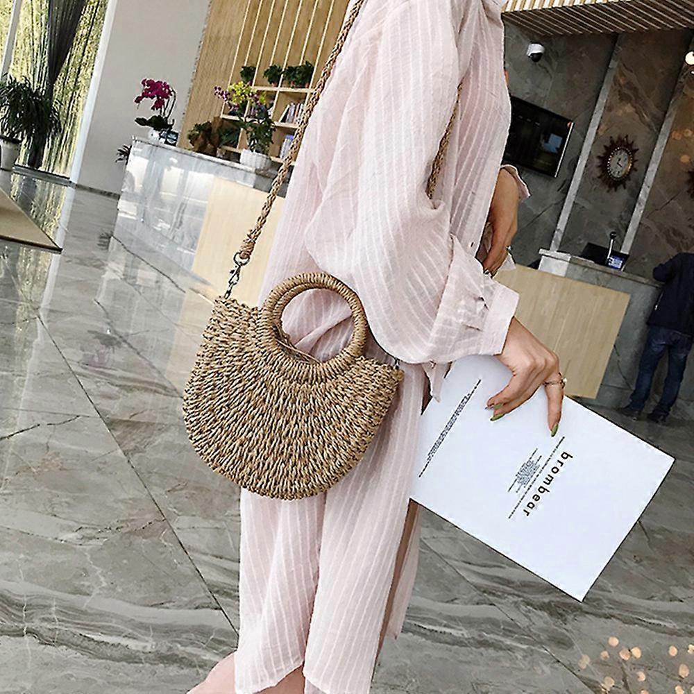 Straw Woven Bag Handmade Rattan Woven Vintage Retro Straw Rope Knitted ...