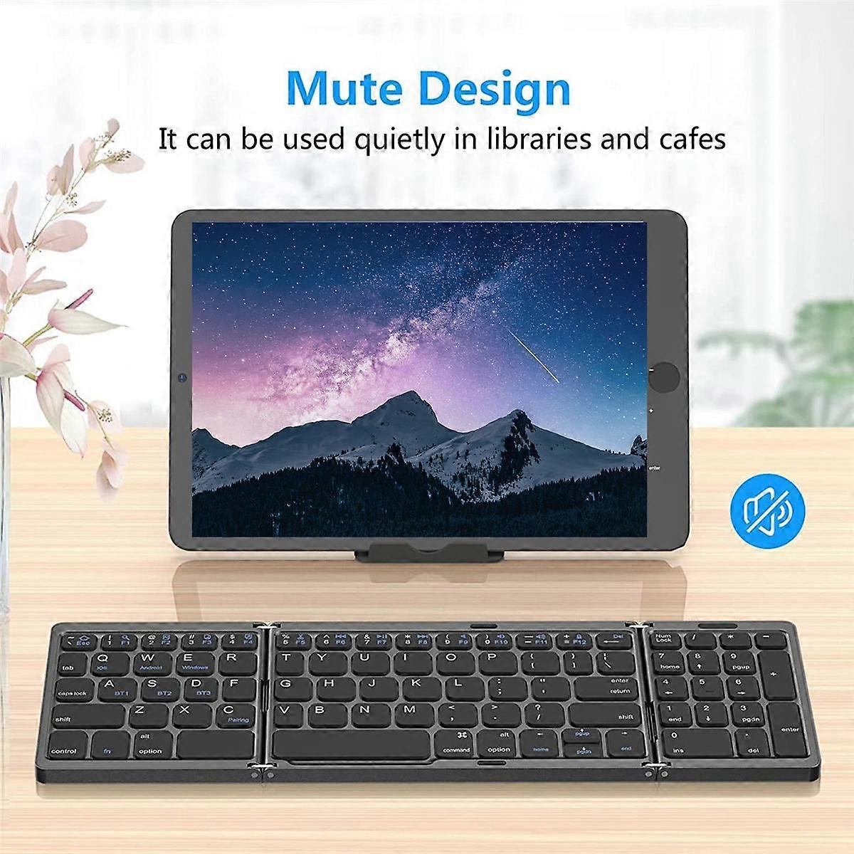 Foldable Bluetooth Keyboard, USB Rechargeable Wireless Keyboard for IOS ...