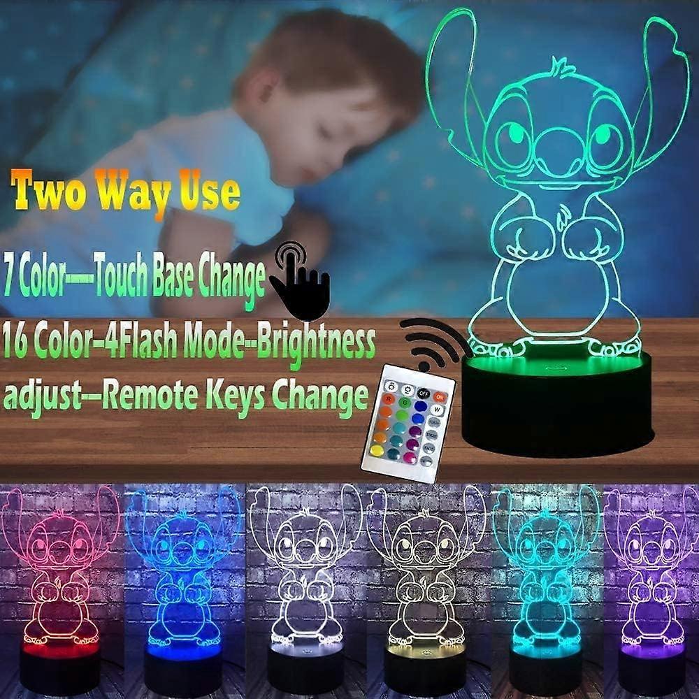 Stitch Night Light, Lilo and Stitch 3D Led Table Lamp Remote ...
