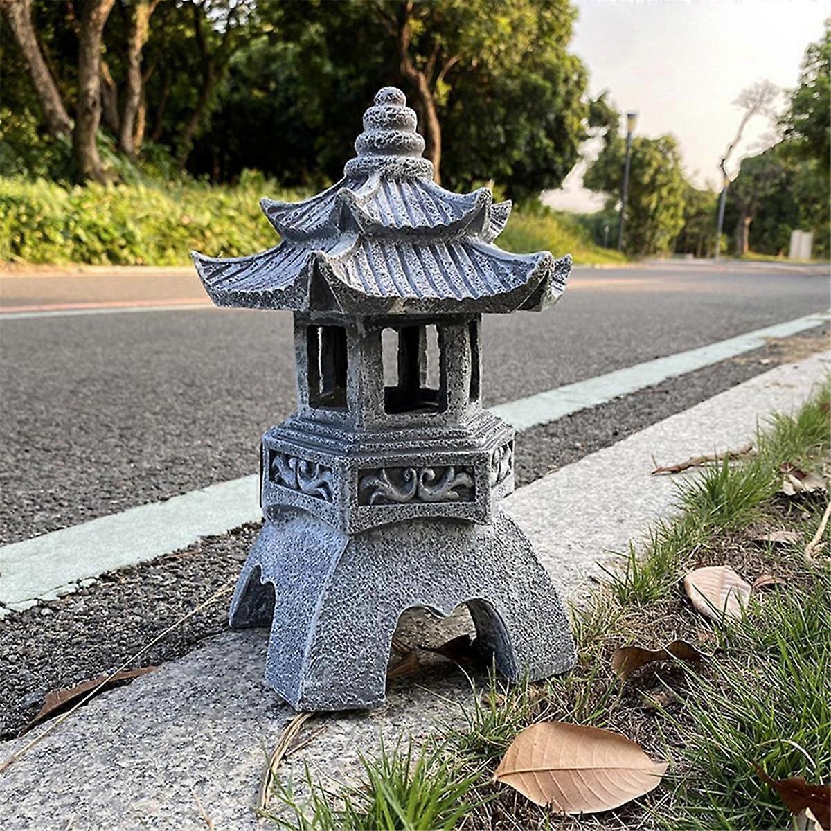 Garden Accessory Ornament Solar Powered Resin Pagoda Lantern Palace ...