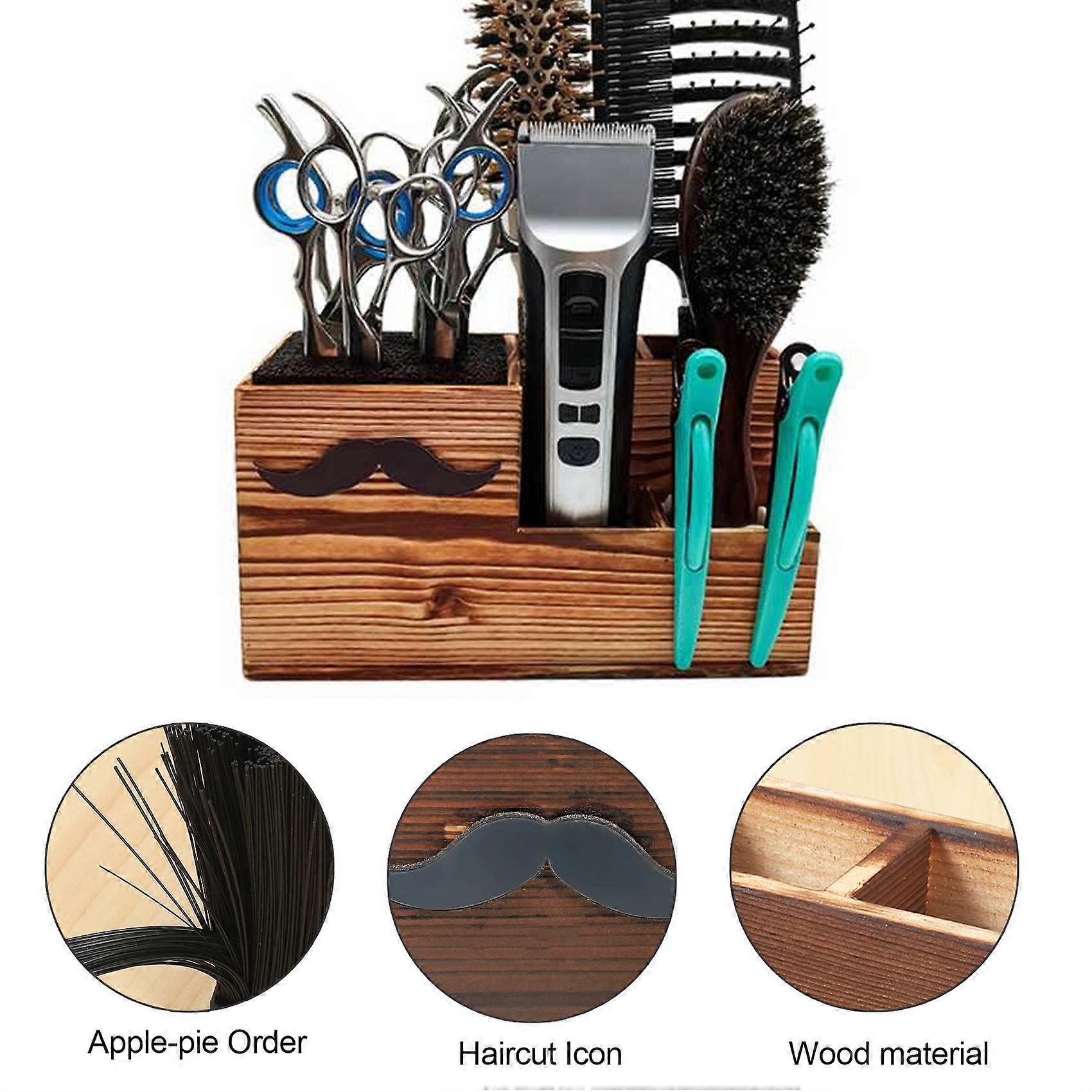 Wood Hairdressing Tool Box Hair Shear Holder Hair Cutting Scissors Rack ...