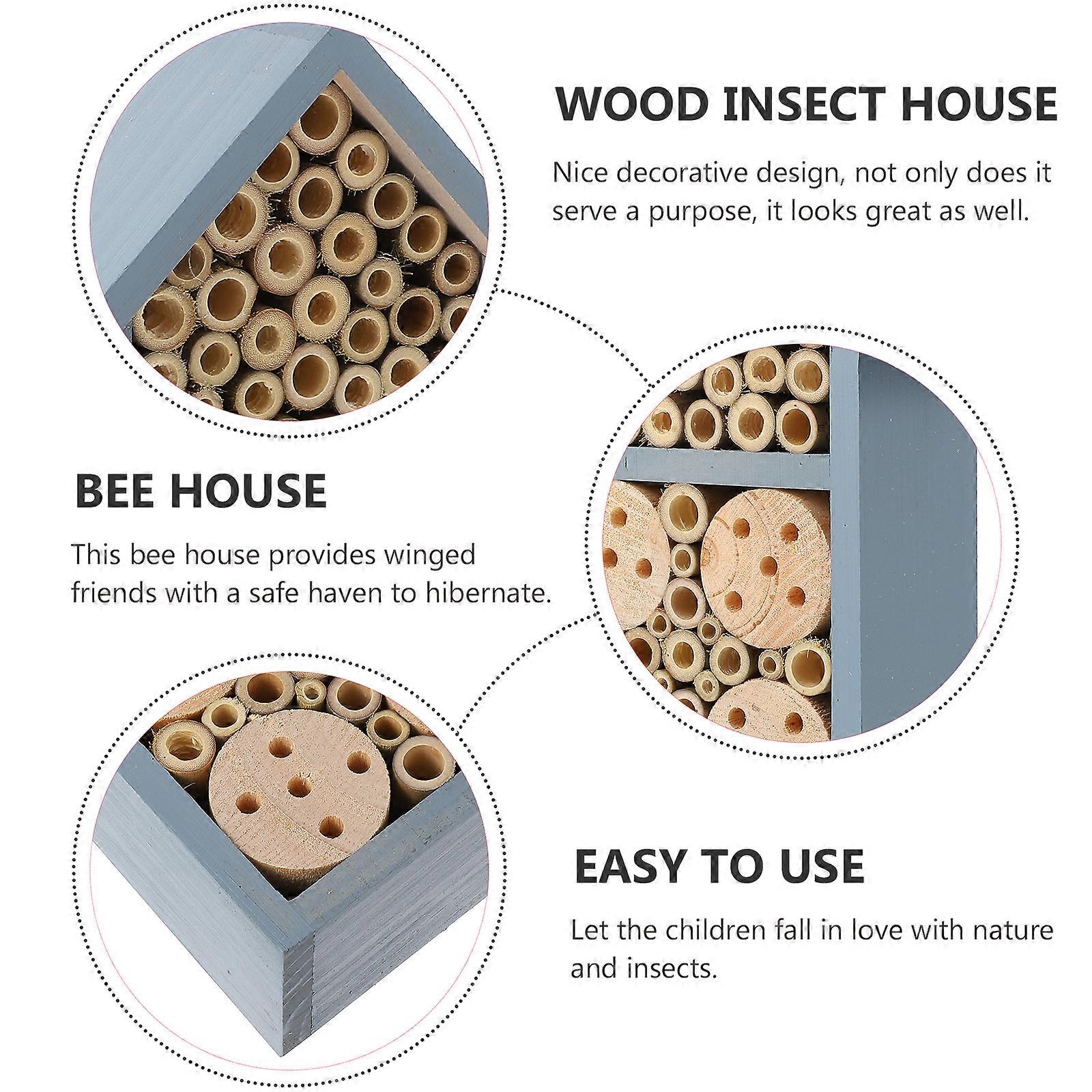 1Pc Wooden Insect House Outdoor Insect Nest Gardening Bee House ...