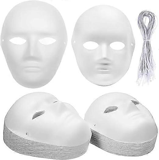 White Full Face Party Mask DIY Cosplay Blank Plain Masks, Pack of 24 ...