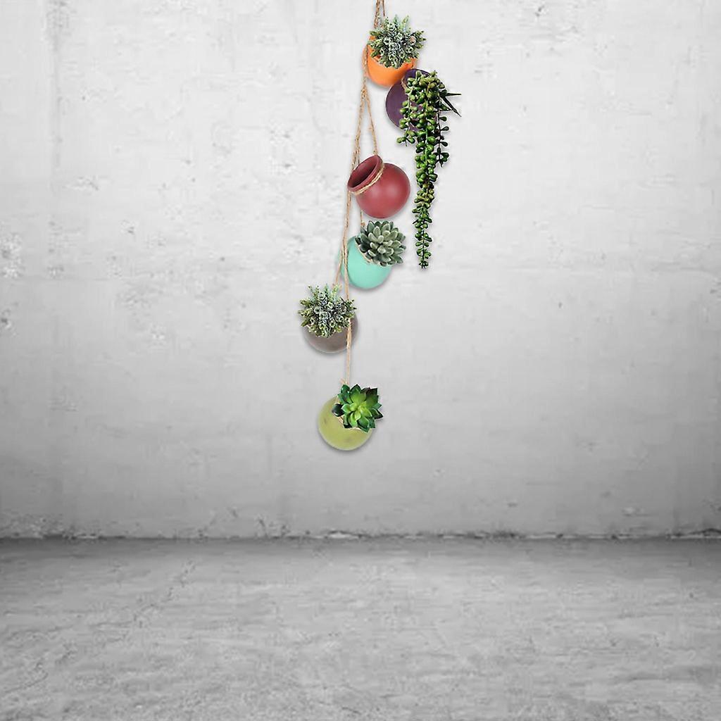Dangling Southwest Desert Color Ceramic 6 Pot Set Wall or Ceiling Mount ...