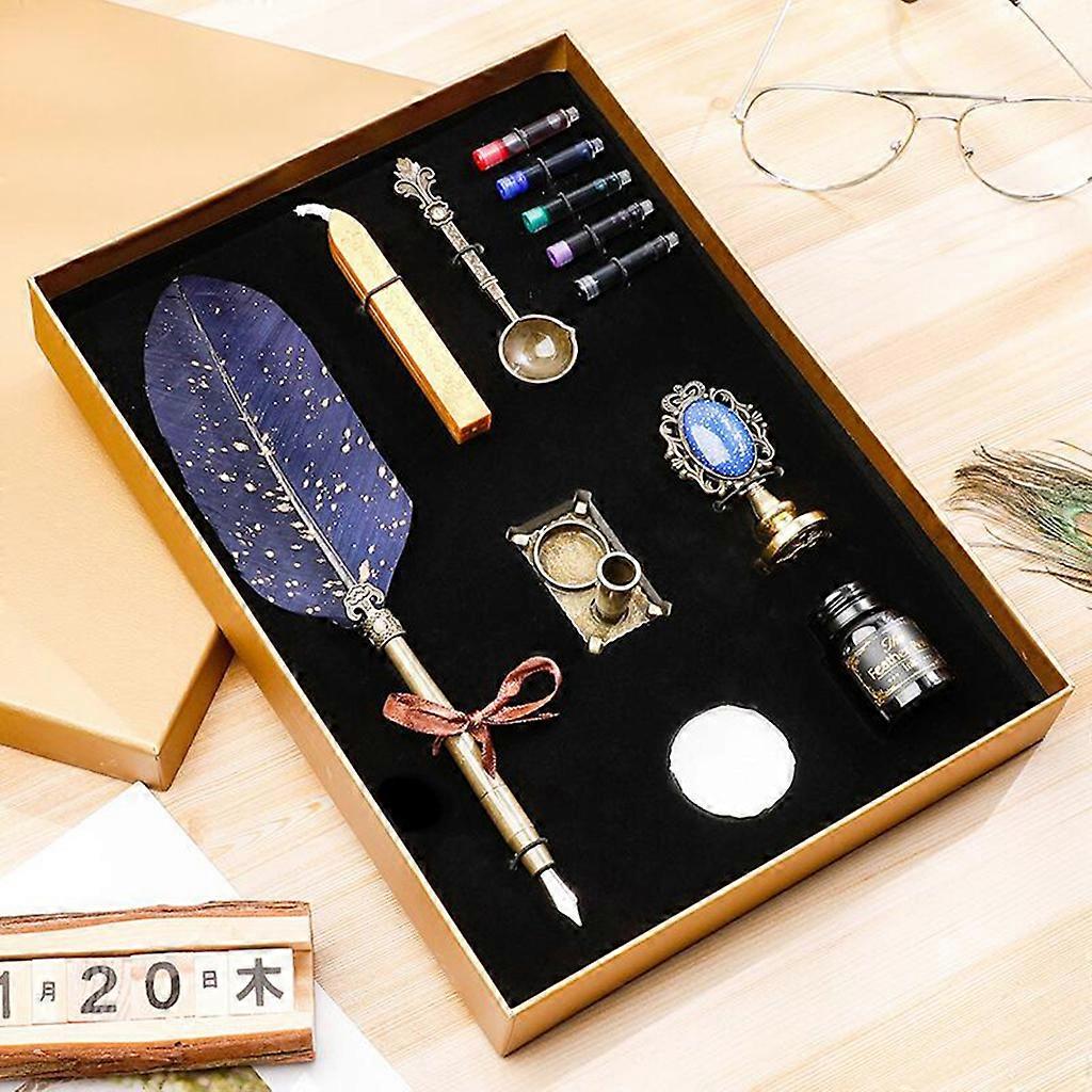 Retro Gothic Style Quill Pen Set Retro Wax Seal Stamp Kit Vintage Gift ...