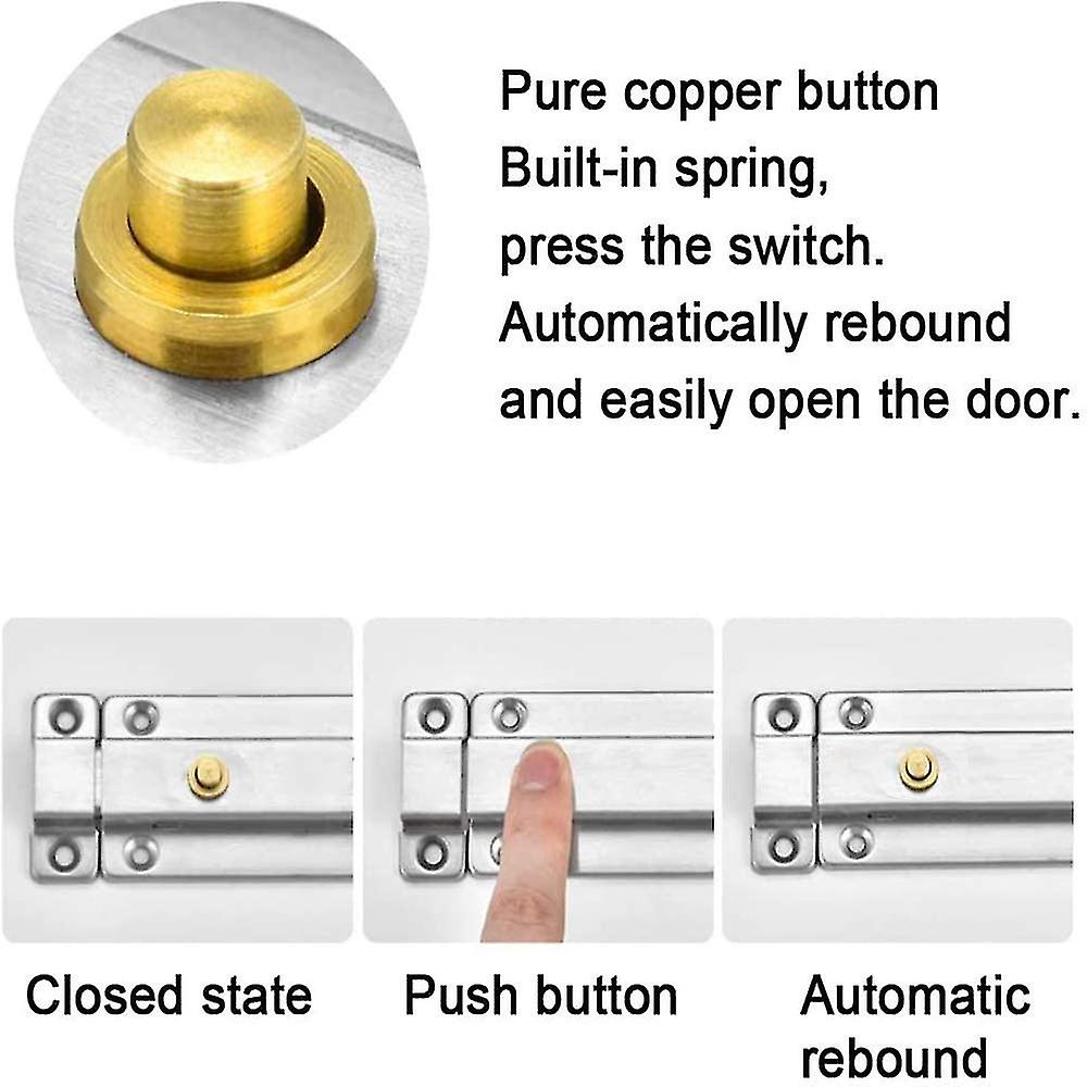 2 Pack Stainless Steel Spring Loaded Automatic Door Latch With Sliding ...
