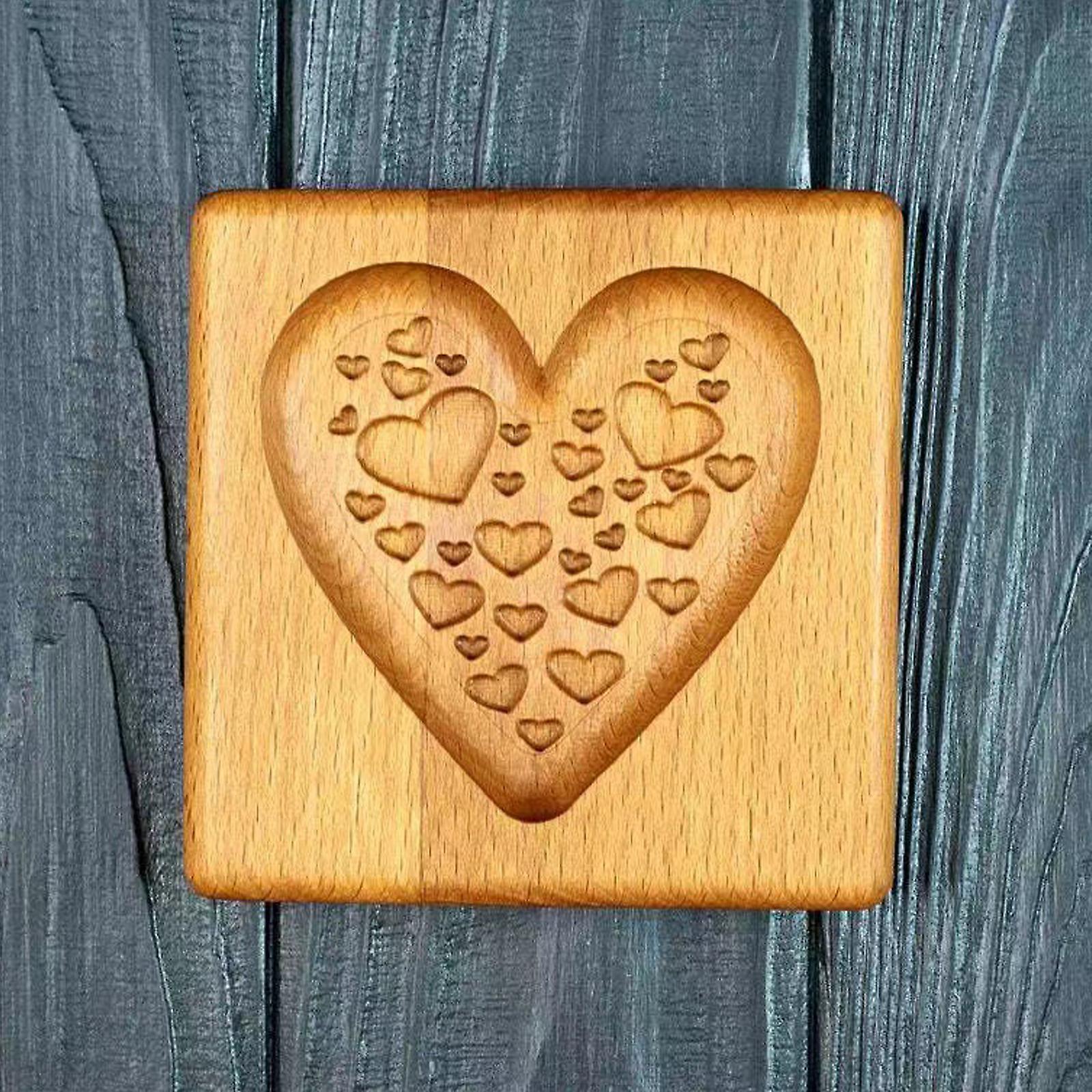 Christmas Wooden Gingerbread Carved Shortbread Mold Cookie Cutter Molds ...