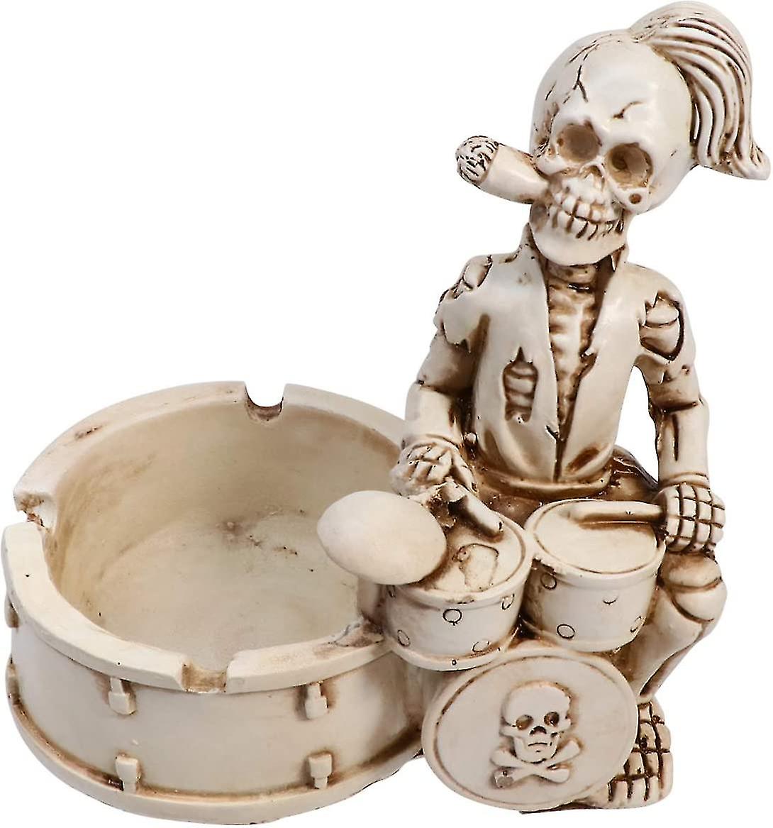 Cigarette Ashtray Resin Skeleton Skull Drummer Spooky Ashtray ...