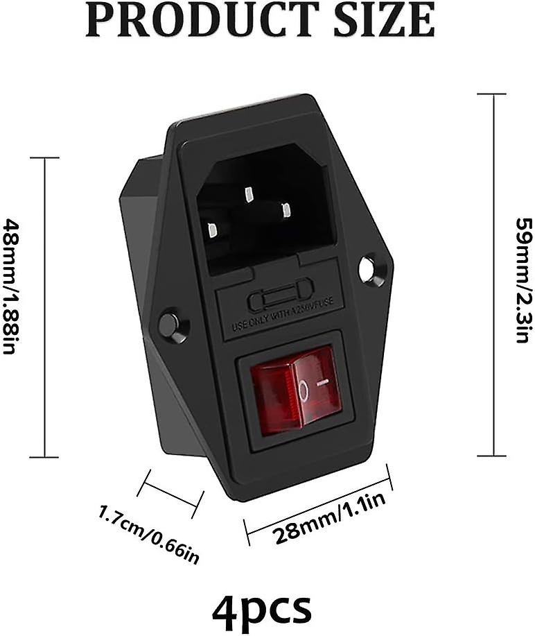 8 Pieces 220-250V / 10A IEC320 C14 Flush Mount Connector, IEC o Socket ...