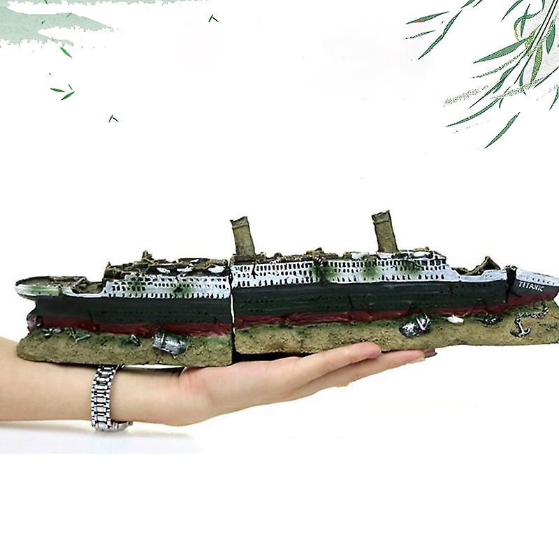 Aquarium Decoration Sinking Titanic Model Shipwreck Ornaments Natural ...